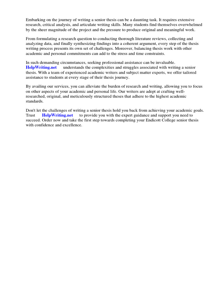 Endicott College Senior Thesis | PDF | Nursing | Internship