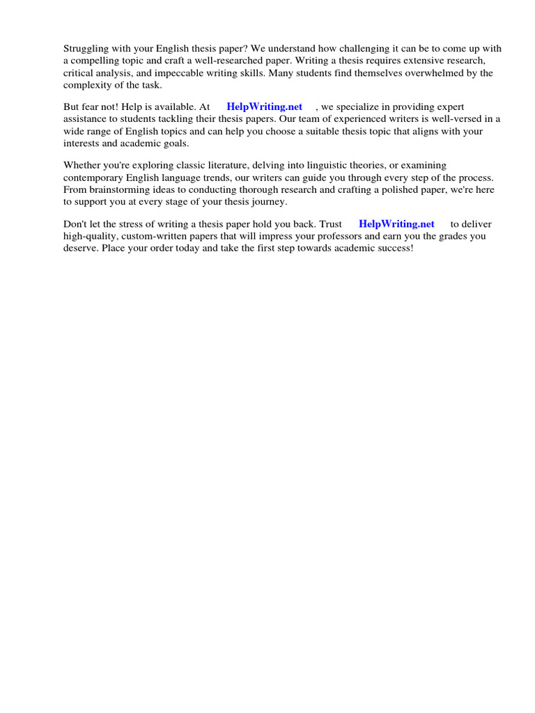 English Thesis Paper Topics | PDF | Thesis | Essays