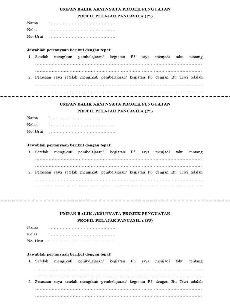 Umpan Balik Proyek P5 Pelajar Pancasila | PDF