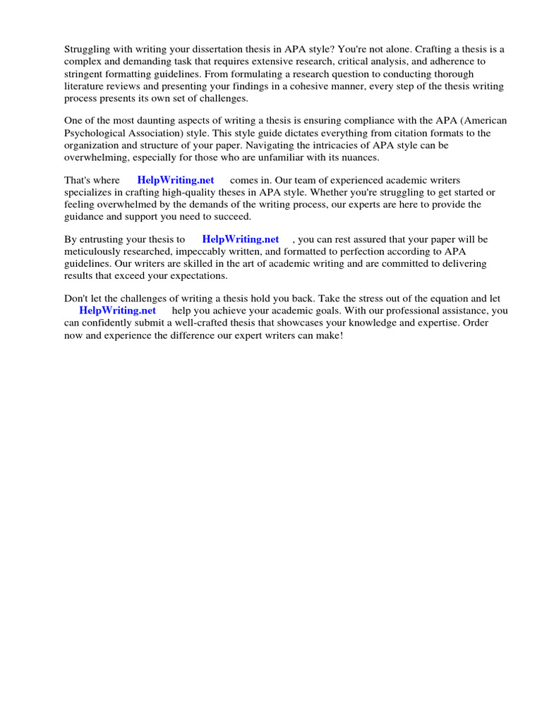 Dissertation Thesis Apa Style | PDF | Thesis | Apa Style