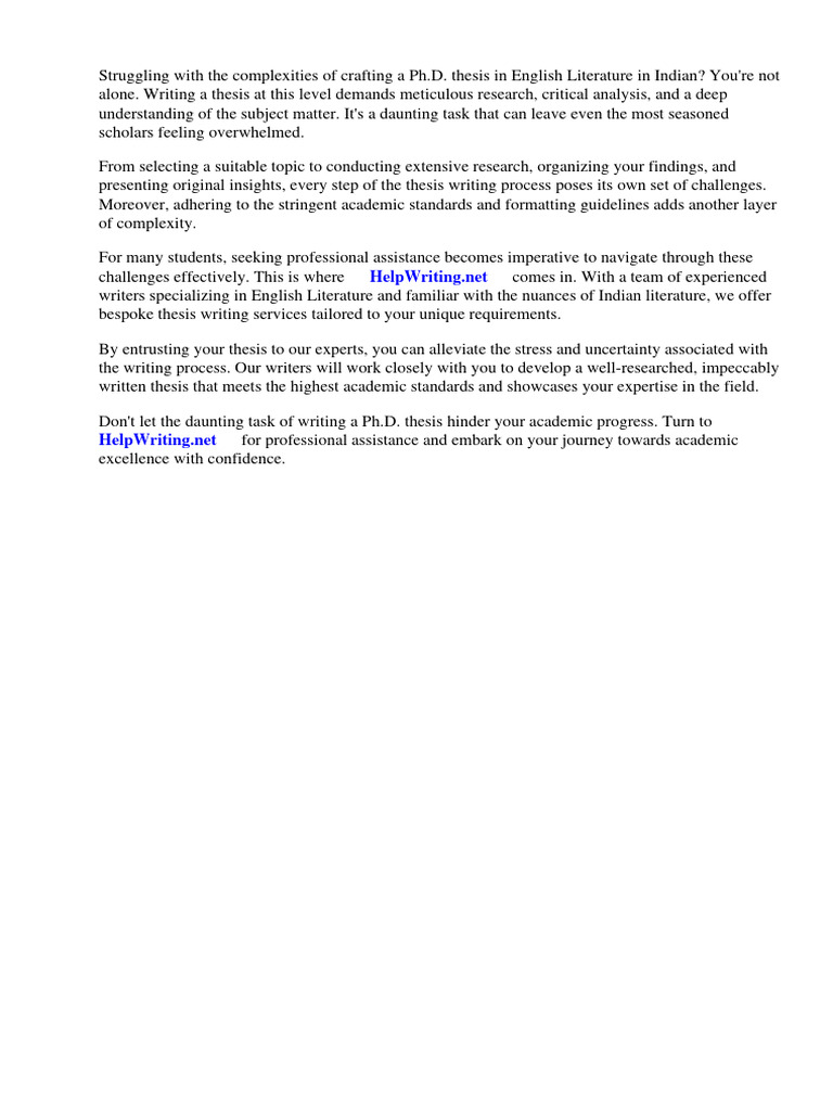 PHD Thesis in English Literature in Indian | PDF | Thesis | Doctor Of ...
