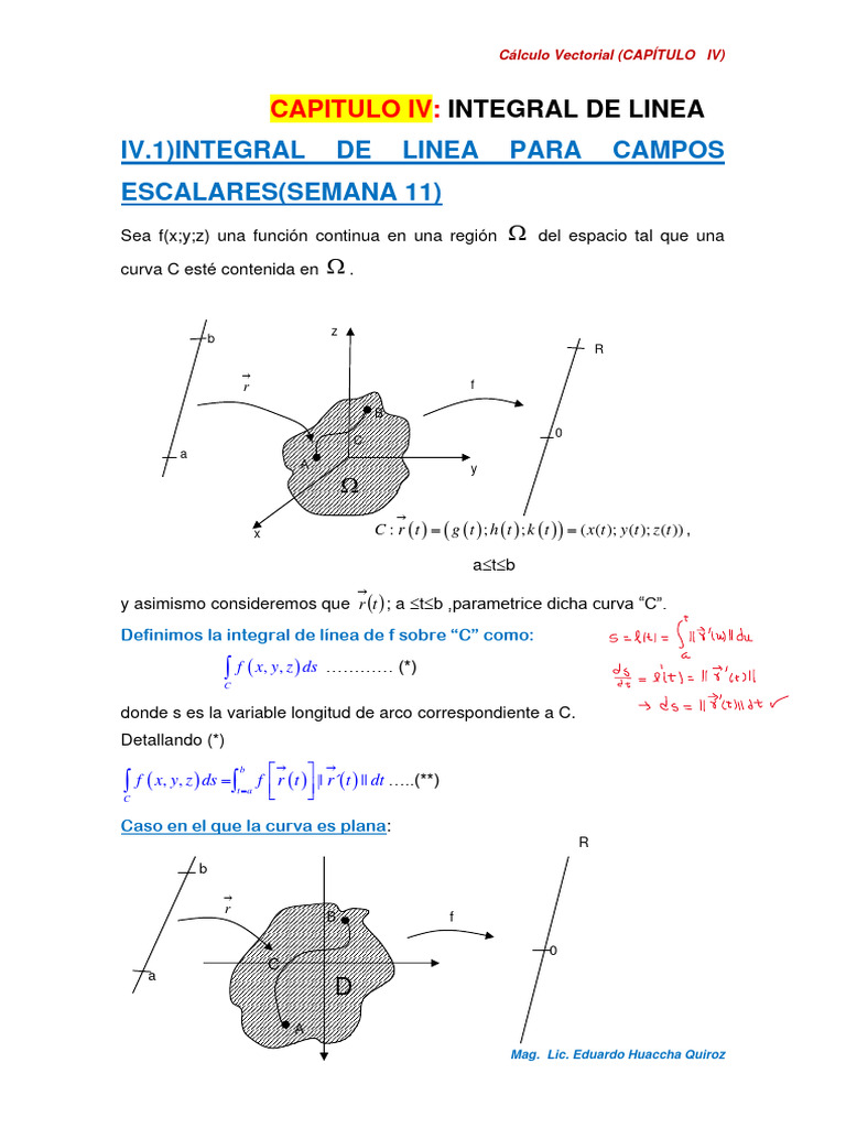 Semana 11 PDF Calculo Vectorial Integral de Linea | PDF | Integral | Vector Euclidiano