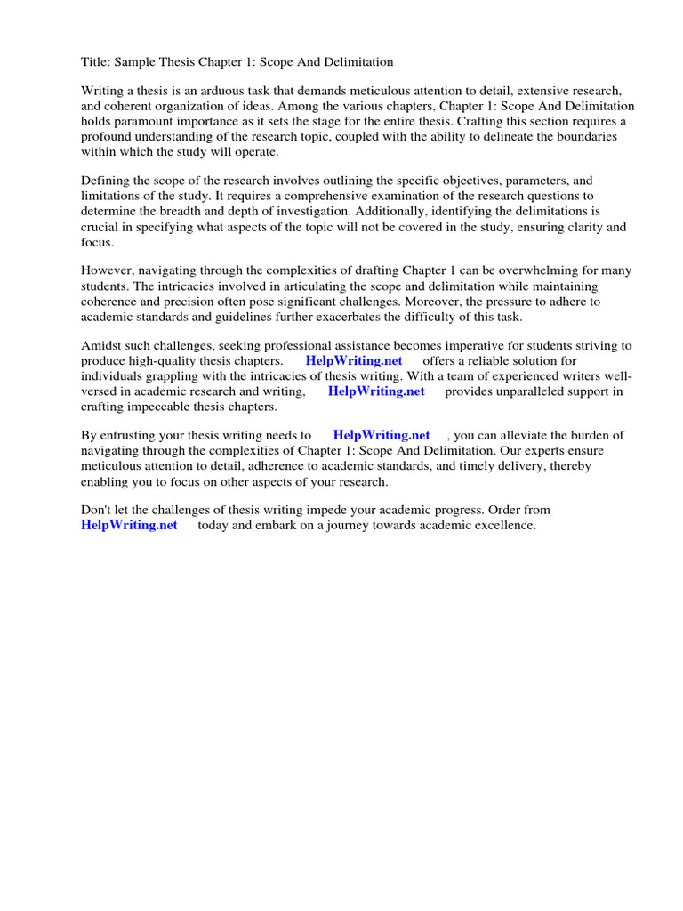 Thesis Writing: Scope & Delimitation | PDF | Thesis | Essays