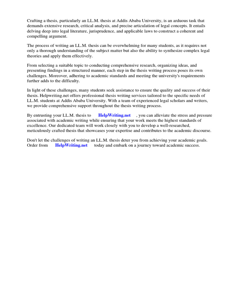 LLM Thesis Addis Ababa University | PDF | Thesis | Ethiopia