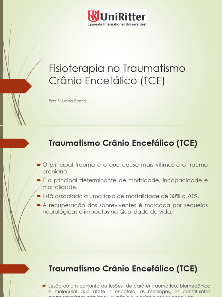Aula TCE Alunos | PDF | Traumatismo craniano | Cérebro