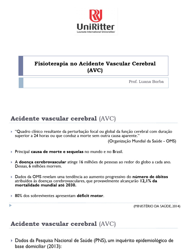 Aula - Fisio No AVC | PDF | AVC | Isquemia