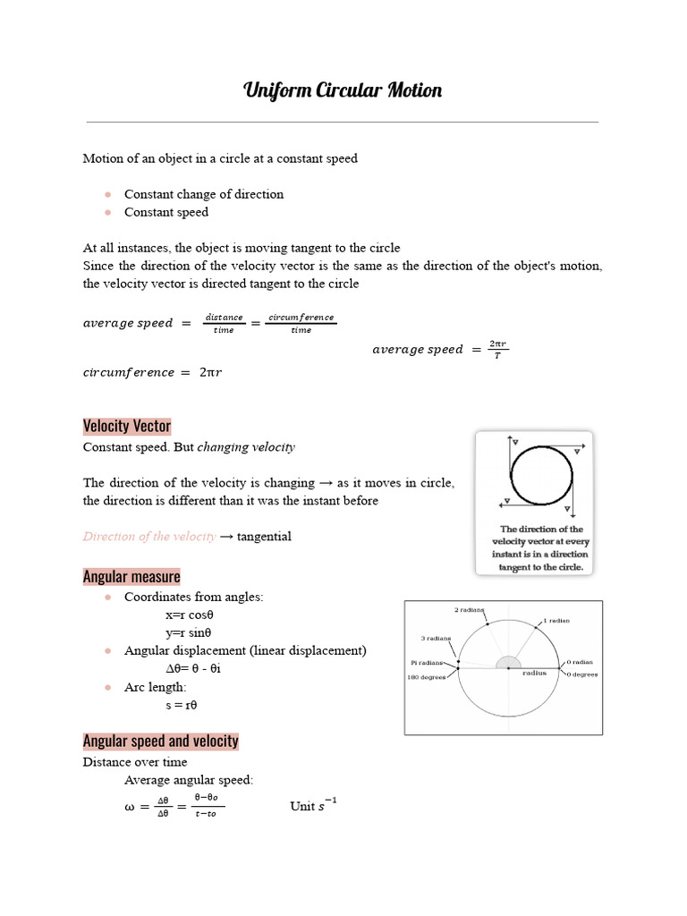 Physics Uniform Circular Motion | PDF