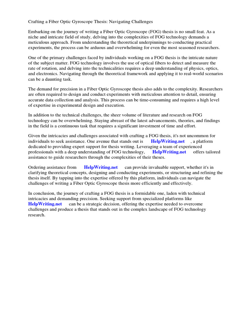 Fiber Optic Gyroscope Thesis | PDF | Inertial Navigation System | Gyroscope