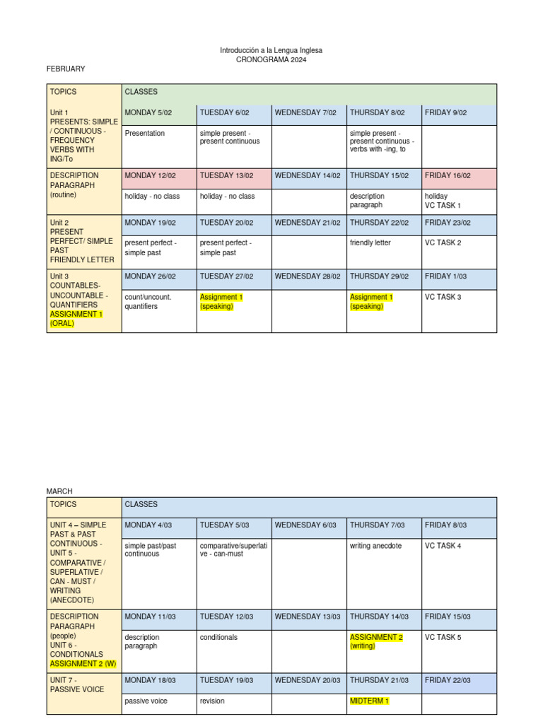 Schedule 2024 | PDF | Syntax | Language Families