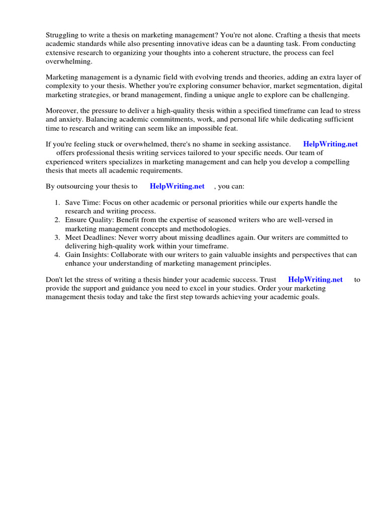 Marketing Thesis Writing Help | PDF | Marketing | Leadership
