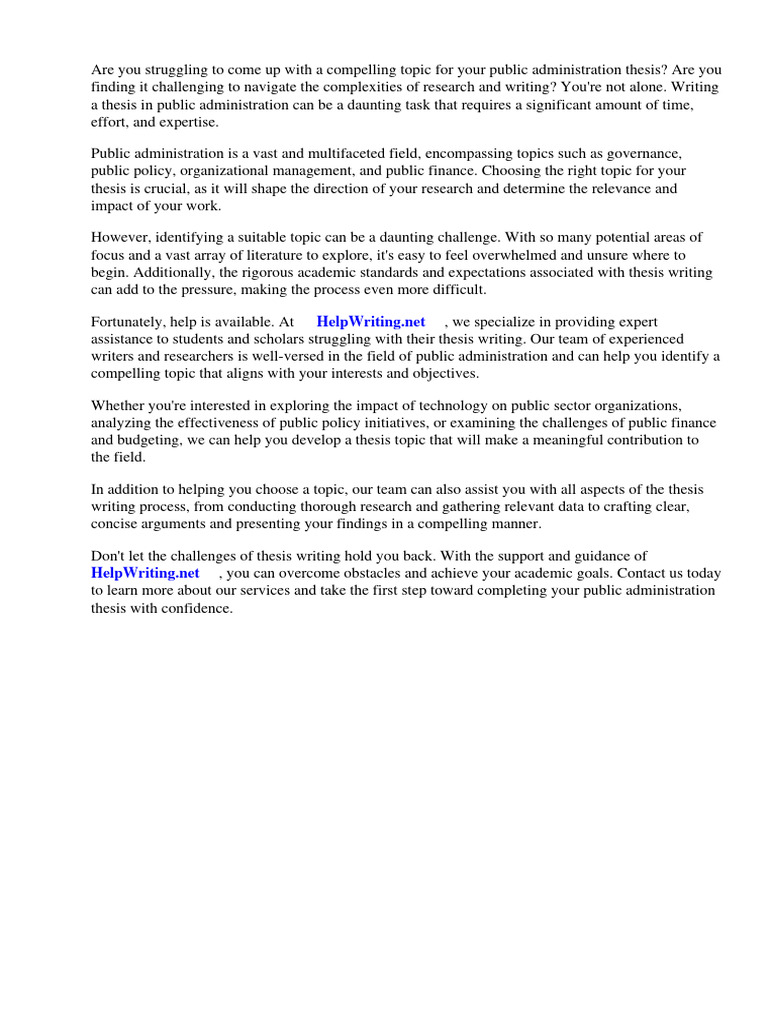Public Administration Thesis Topics | PDF