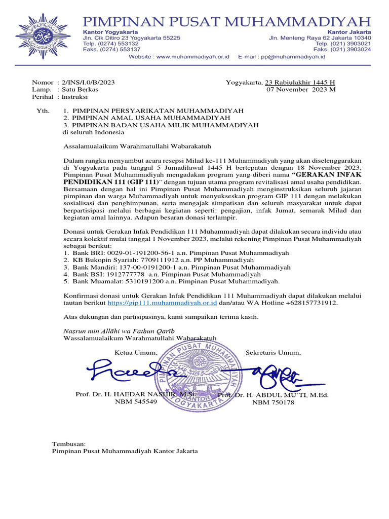 02 - Instruksi Gerakan Infak Pendidikan | PDF