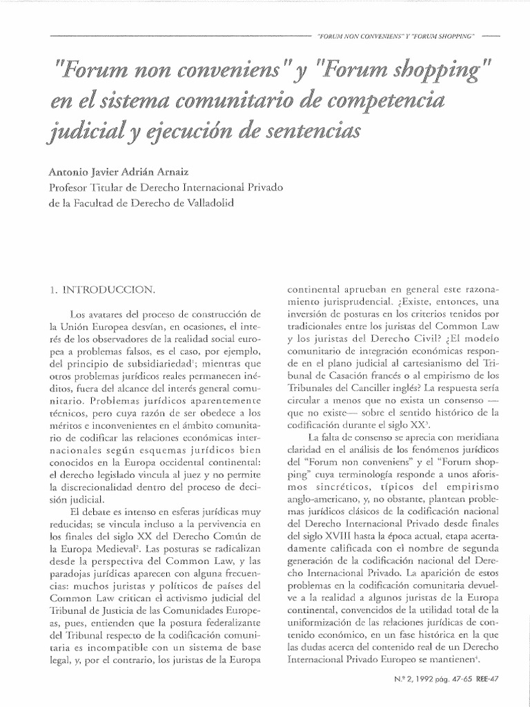 Forum Non Conveniens y Forum Shopping | PDF | Judicaturas | Jurisdicción