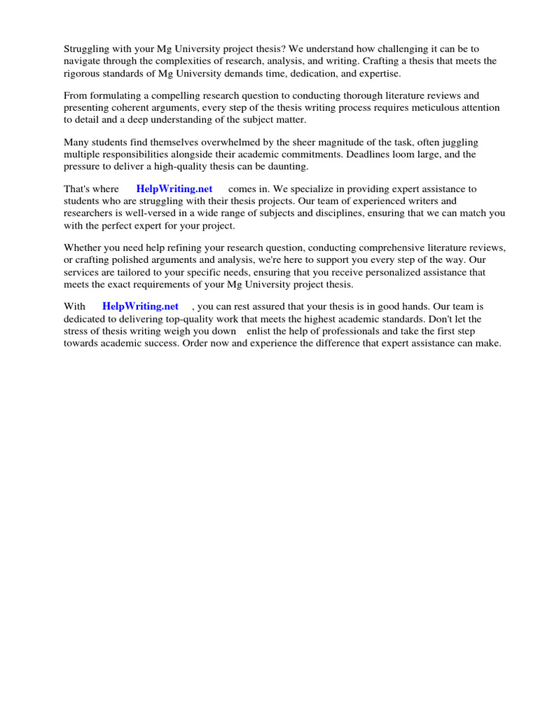 Mg University Project Thesis | PDF | Thesis | Expert