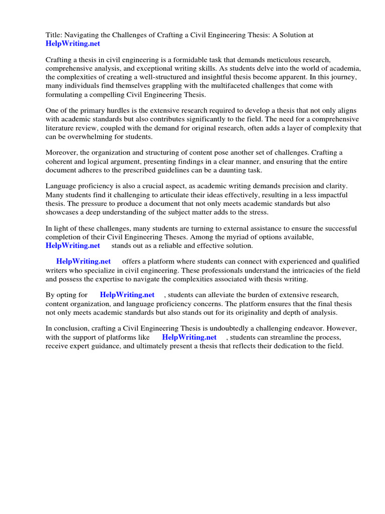 Civil Engineering Thesis Template | PDF | Thesis | Scientific Method