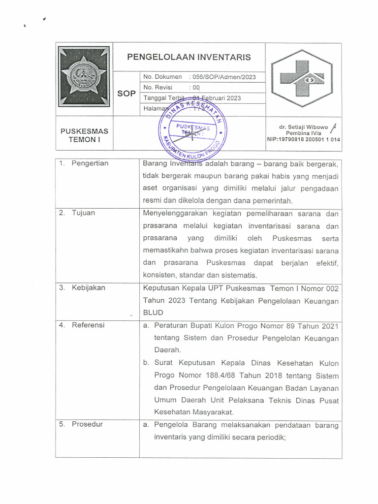 Sop Pengelolaan Inventaris | PDF