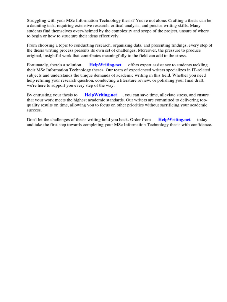 MSC Information Technology Thesis PDF | PDF