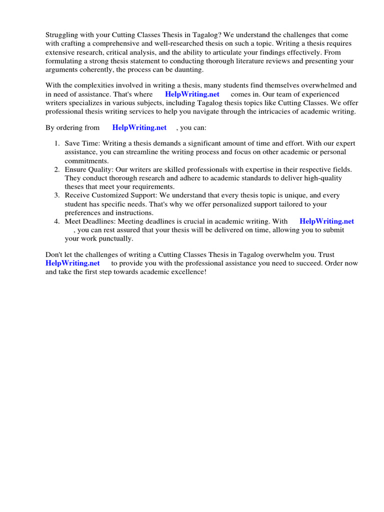 Cutting Classes Thesis Tagalog | PDF | Tagalog Language | Thesis