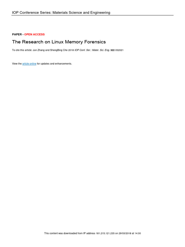The Research On Linux Memory Forensics | PDF | Operating System | Computer Forensics