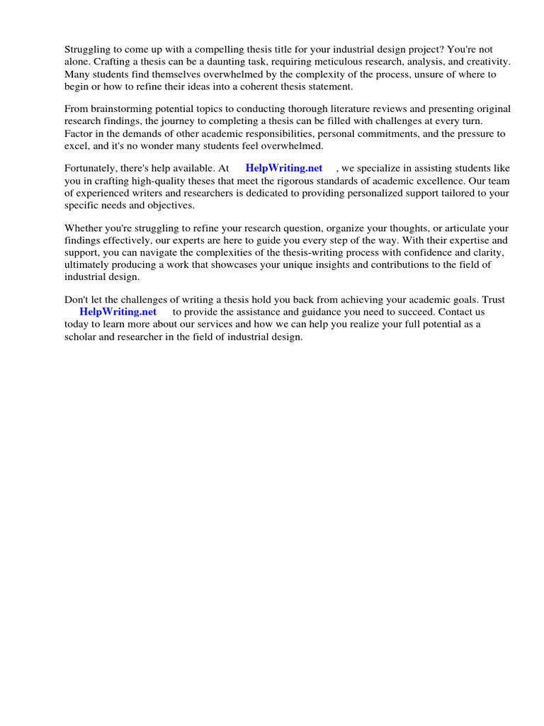 Industrial Design Thesis Titles | PDF | Thesis | Textiles