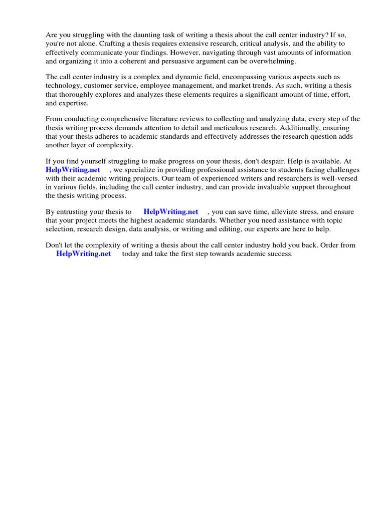 Thesis About Call Center Industry | PDF | Call Centre | Outsourcing