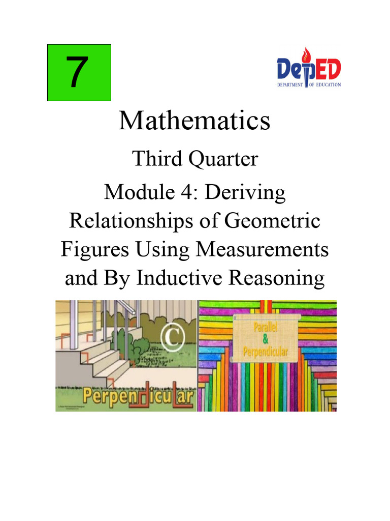 Math 7 - Quarter 3 - Module 4 | PDF | Angle | Perpendicular