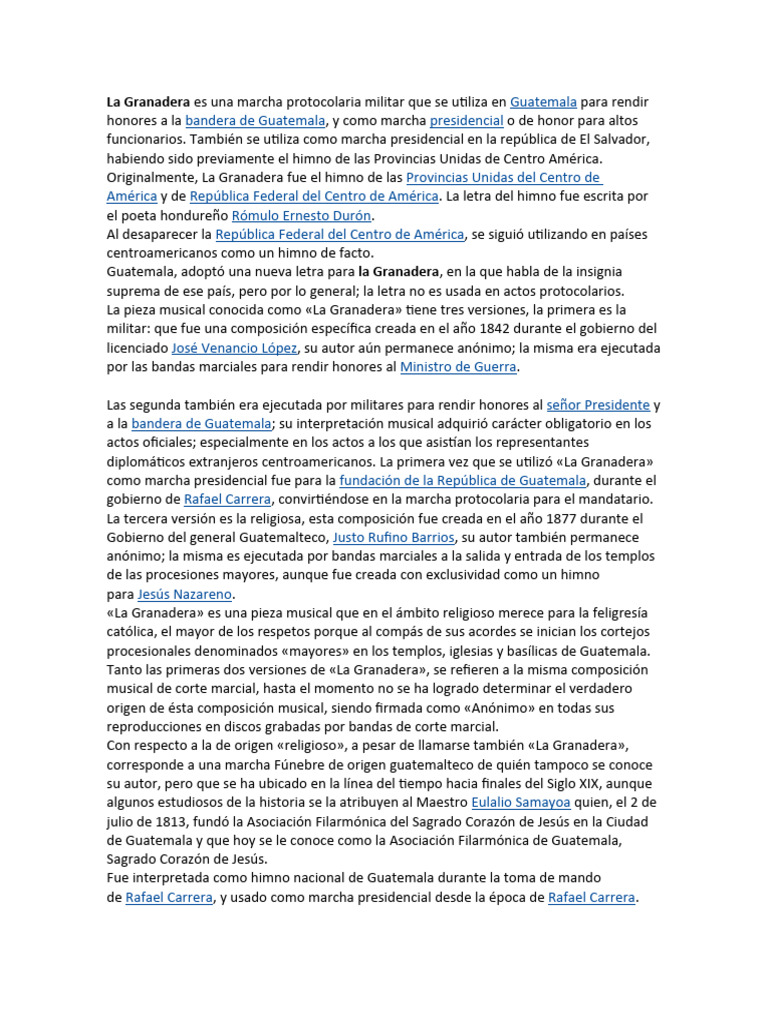 Historia y Significado de La Granadera | PDF | Guatemala