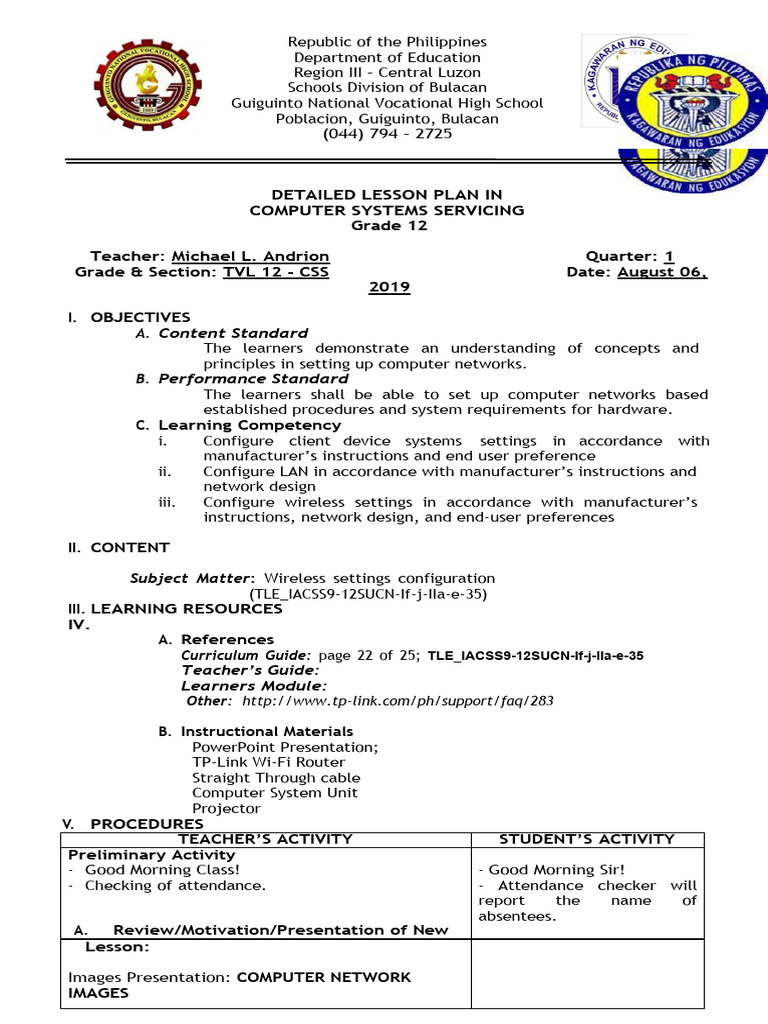 detailed-lesson-plan-in-computer-networking | PDF | Wi Fi | Router ...
