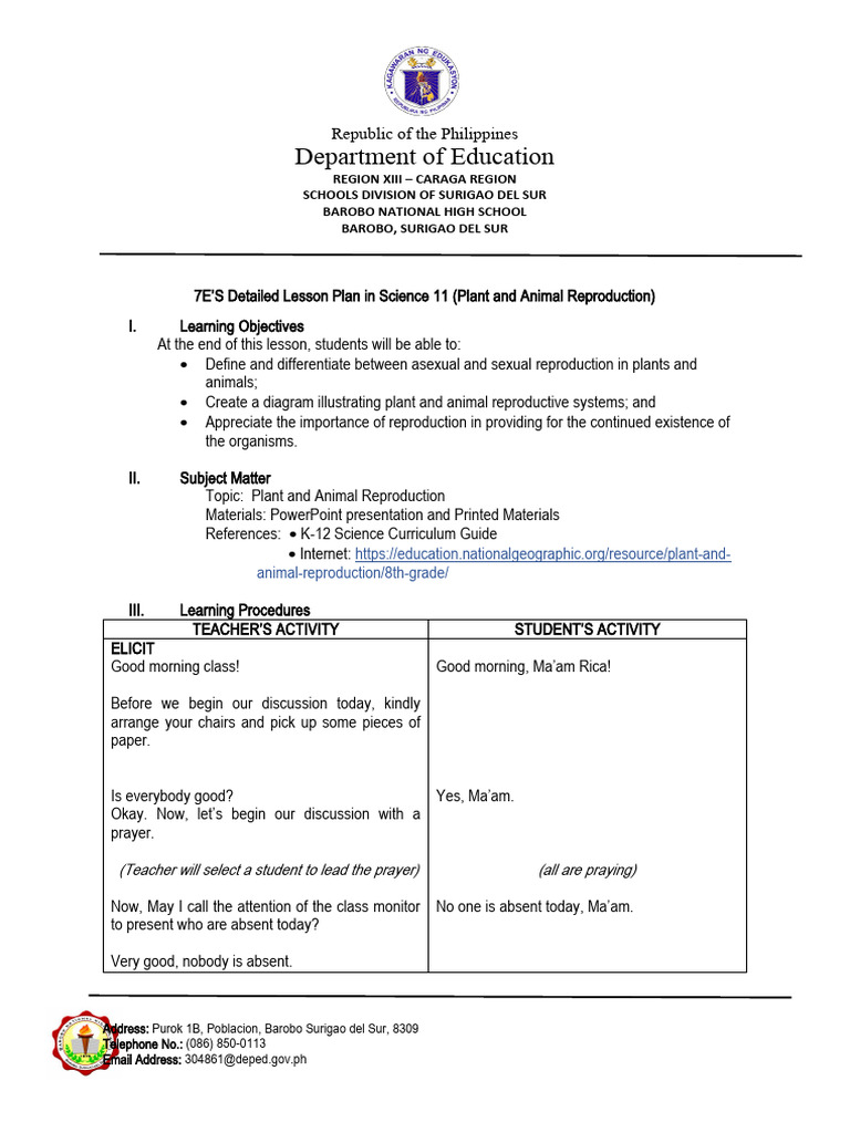 Final Lesson Plan | PDF | Sexual Reproduction | Reproduction