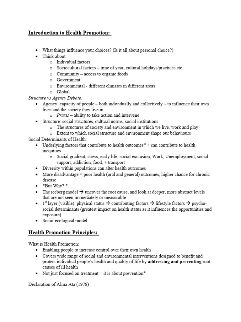Introduction To Health Promotion | PDF | Health Promotion | Quality Of Life