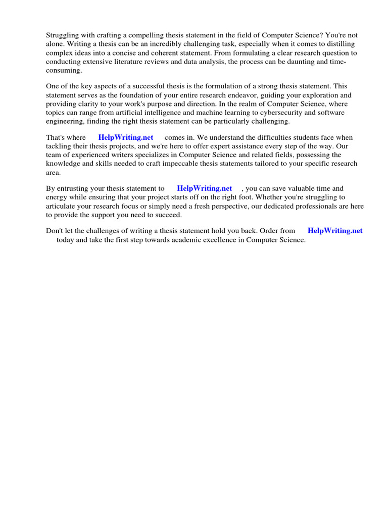 Thesis Statement Examples Computer Science | PDF | Essays | Thesis