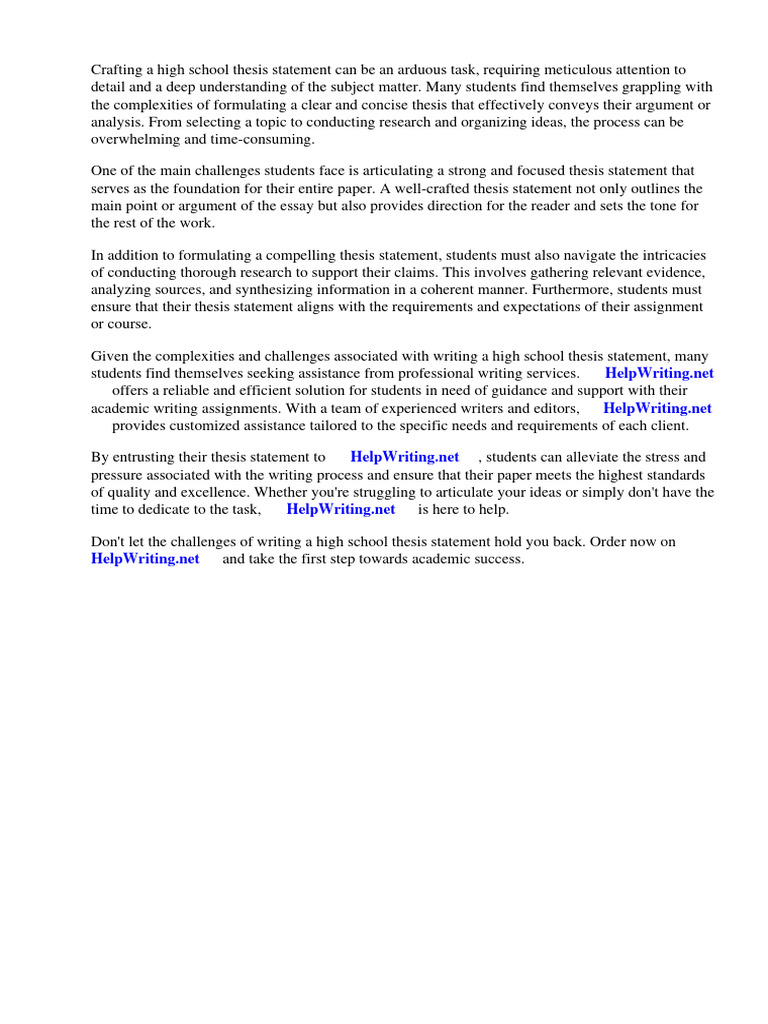 How To Write A High School Thesis Statement | PDF | Essays | Thesis