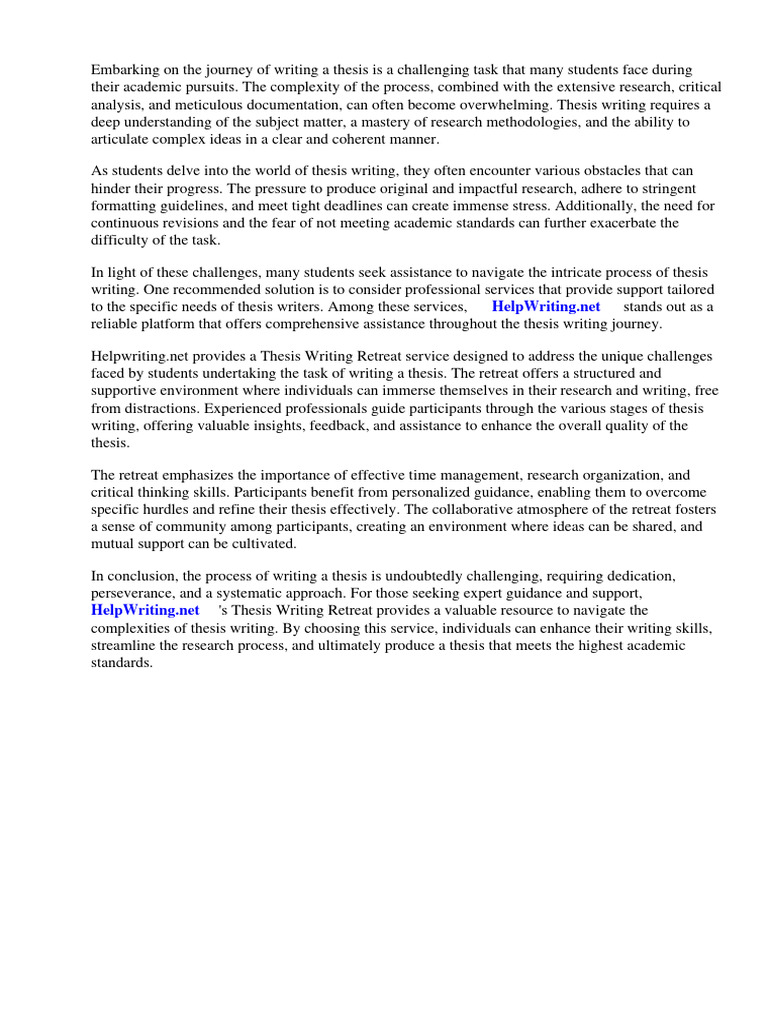 Thesis Writing Retreat | PDF | Thesis Thesis Writing Retreat | PDF | Thesis
