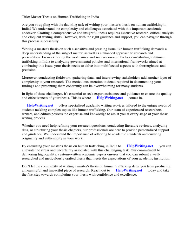 Master Thesis On Human Trafficking in India | PDF | Human Trafficking ...