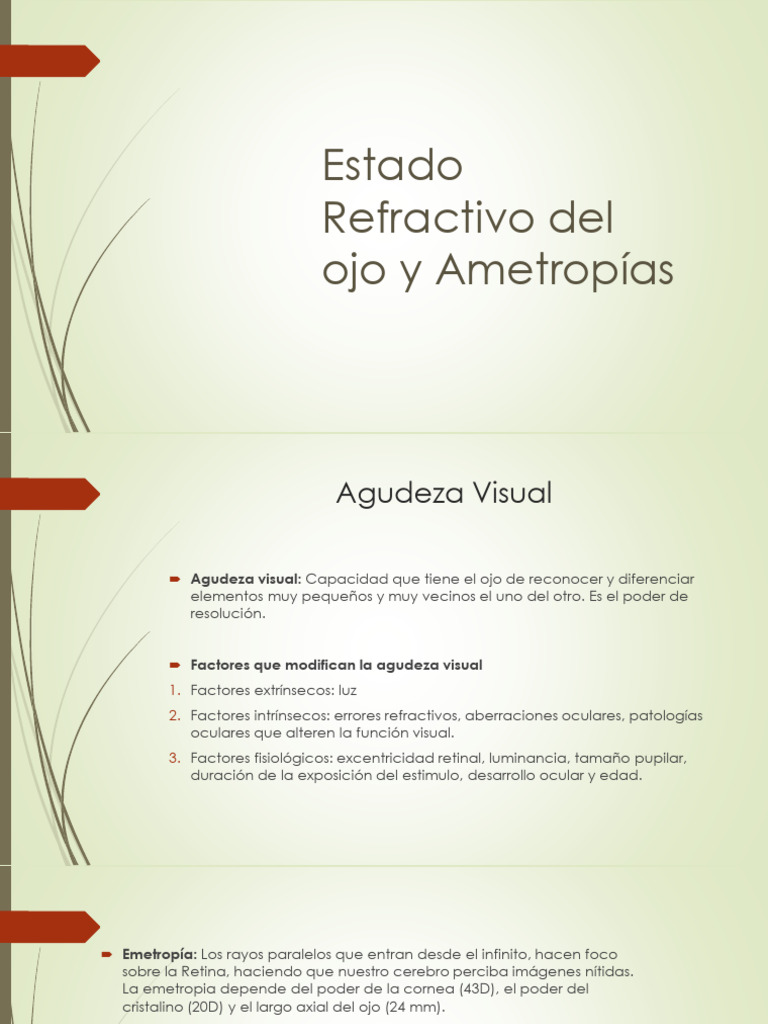 Estado Refractivo del Ojo y Ametropías | PDF | Ojo humano | Córnea