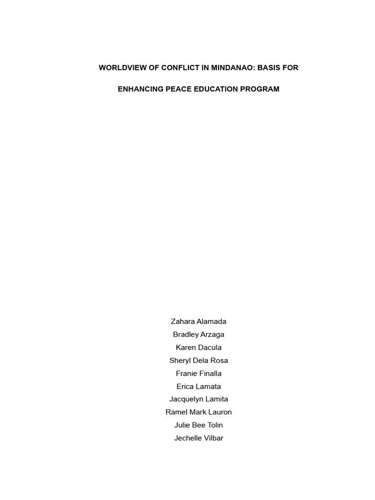 Worldview of Conflict in Mindanao | PDF | Peace | Ethical Principles