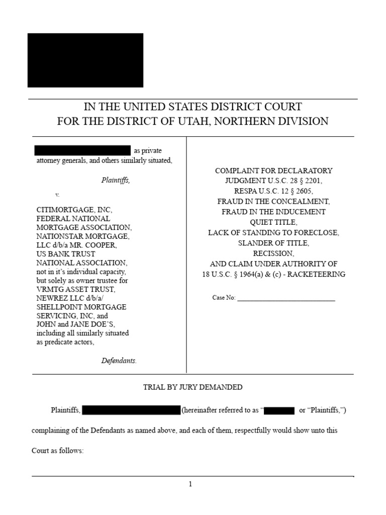 RICO Foreclosure Complaint | PDF | Real Estate Law | Deed Of Trust ...