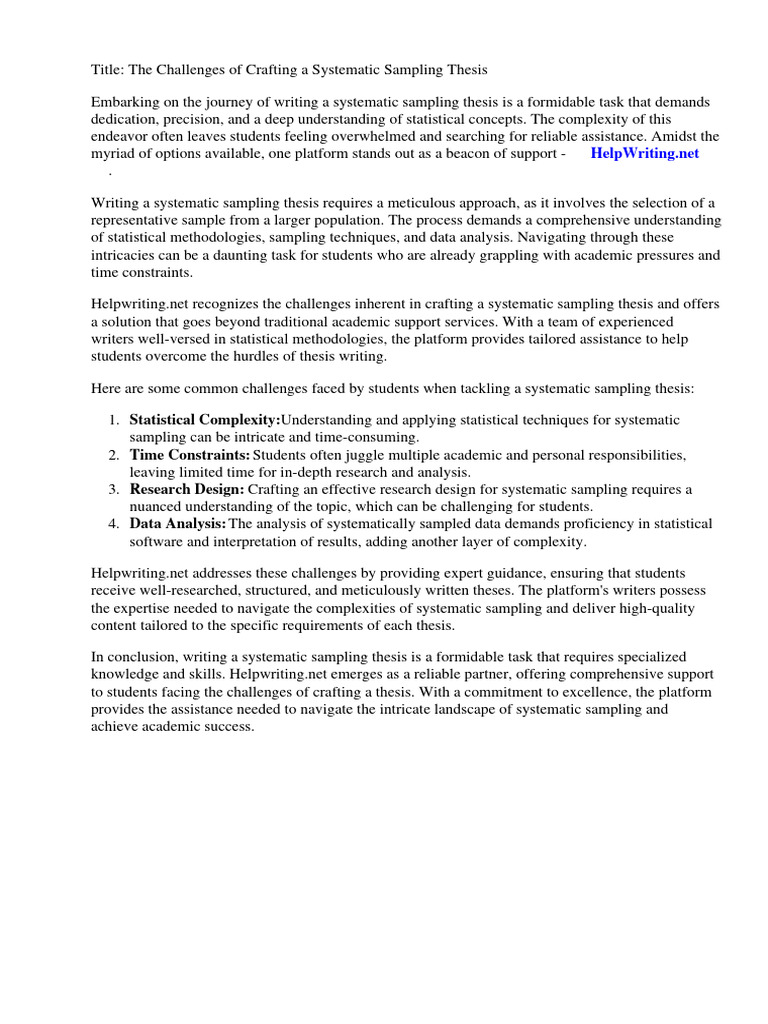 Systematic Sampling Thesis Pdf Sampling Statistics Randomness 1158