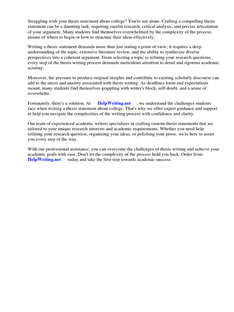 Thesis Statements About College | PDF | Essays | Thesis