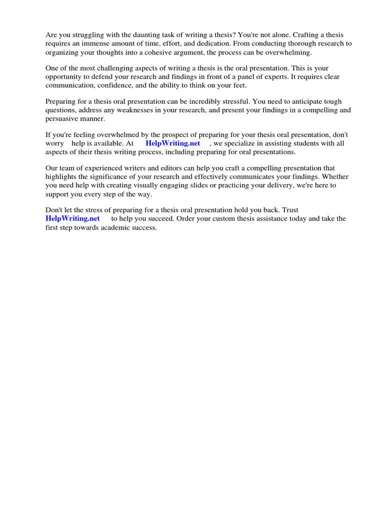 Thesis Oral Presentation Example | PDF | Thesis | Thought