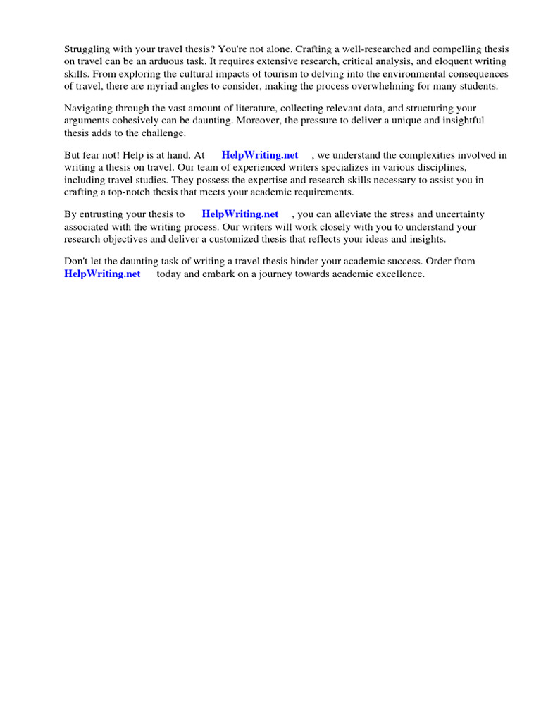 Travel Thesis Statement | PDF | Essays | Thesis