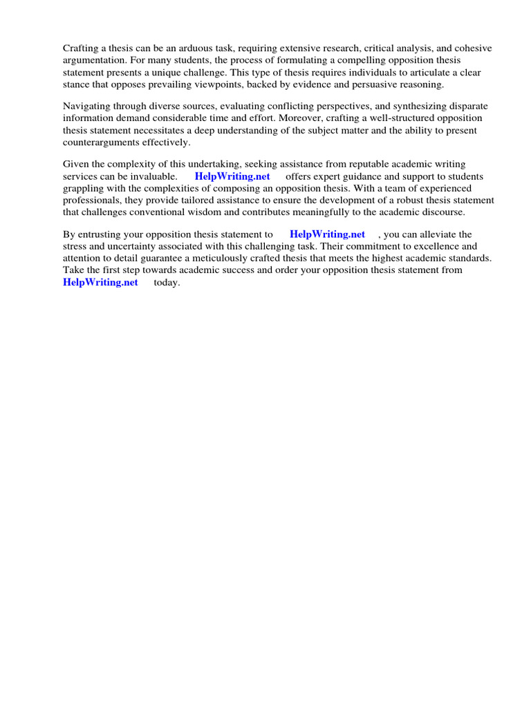 Opposition Thesis Statement | PDF | Essays | Thesis