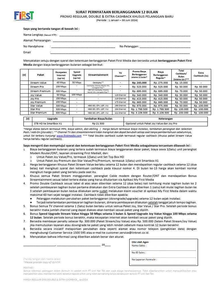 SKB LOA First Media - GO Double & Extra CB Jan 2024 | PDF