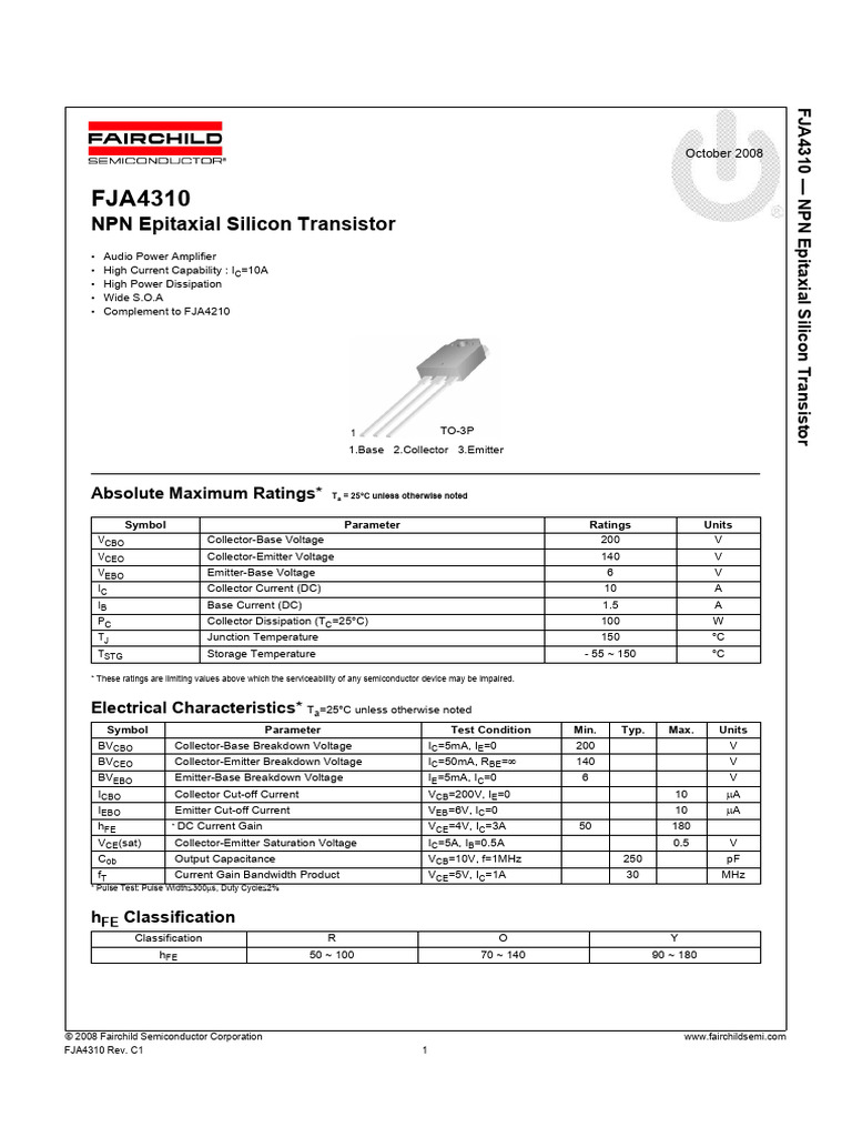 NPN Transistor for Audio Amplifiers | PDF | Bipolar Junction Transistor ...