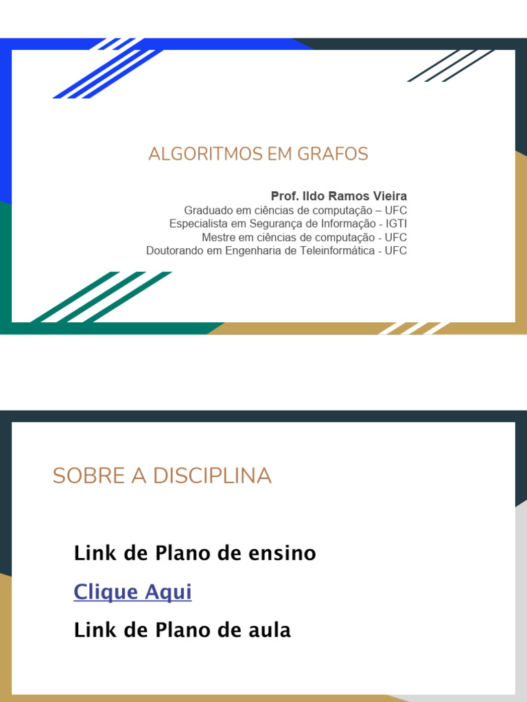 Aula 1 e 2 - Algoritmos em Grafos | PDF | Teoria dos Gráficos | Vértice ...