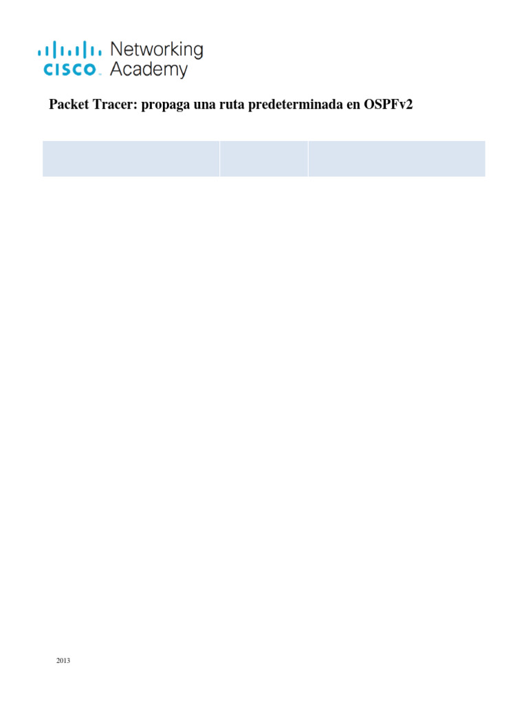2.5.3 Packet Tracer - Propagate A Default Route in OSPFv2 | PDF | Enrutador (Computación ...