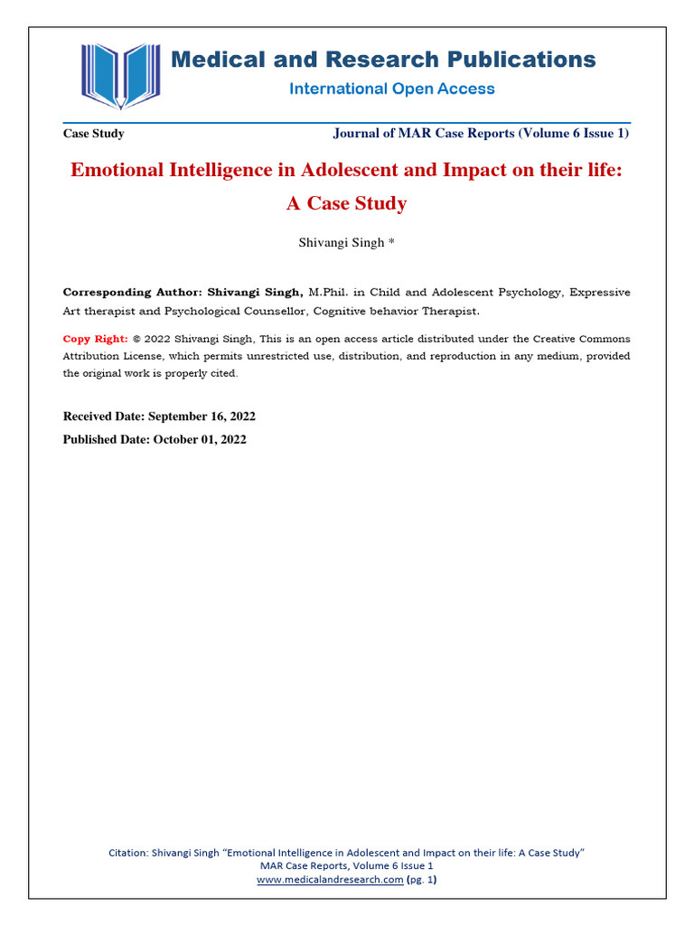 EI Case Report | PDF | Emotional Intelligence | Emotional Self Regulation