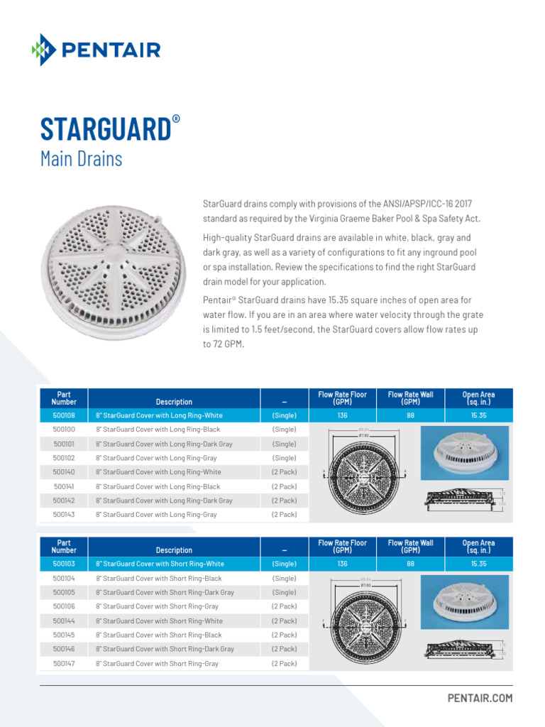 Starguard Main Drain Brochure English | PDF