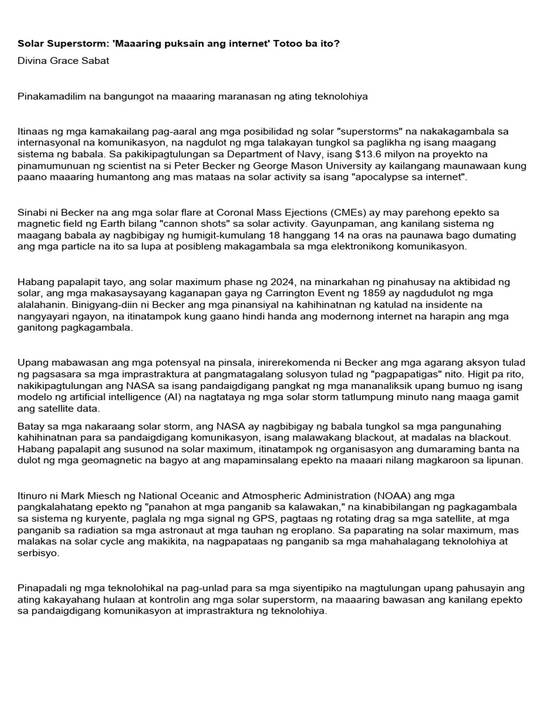 Solar Superstorm | PDF