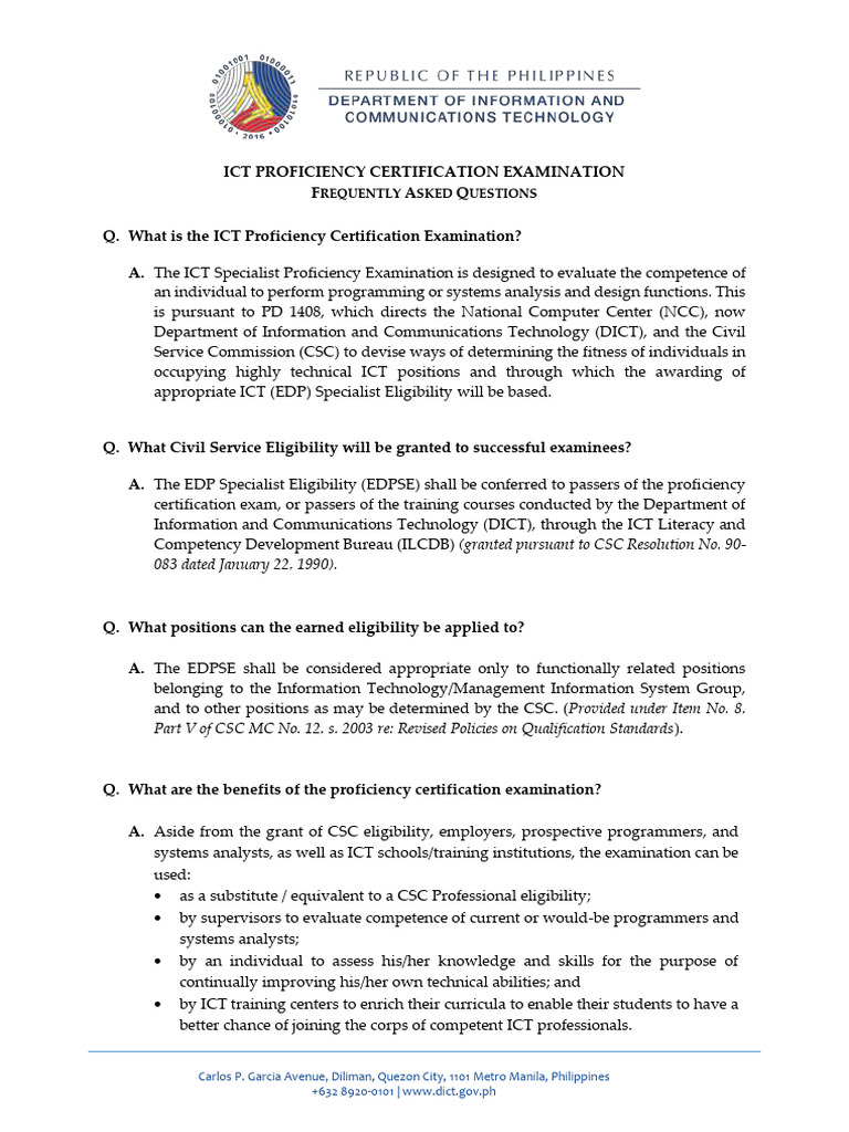 2023 ICT Prof FAQs | PDF | Educational Technology | Information And ...